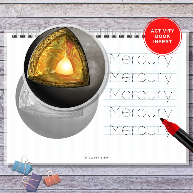 Layers of Planet Mercury Anatomy Busy Book Insert Binder Printable ...