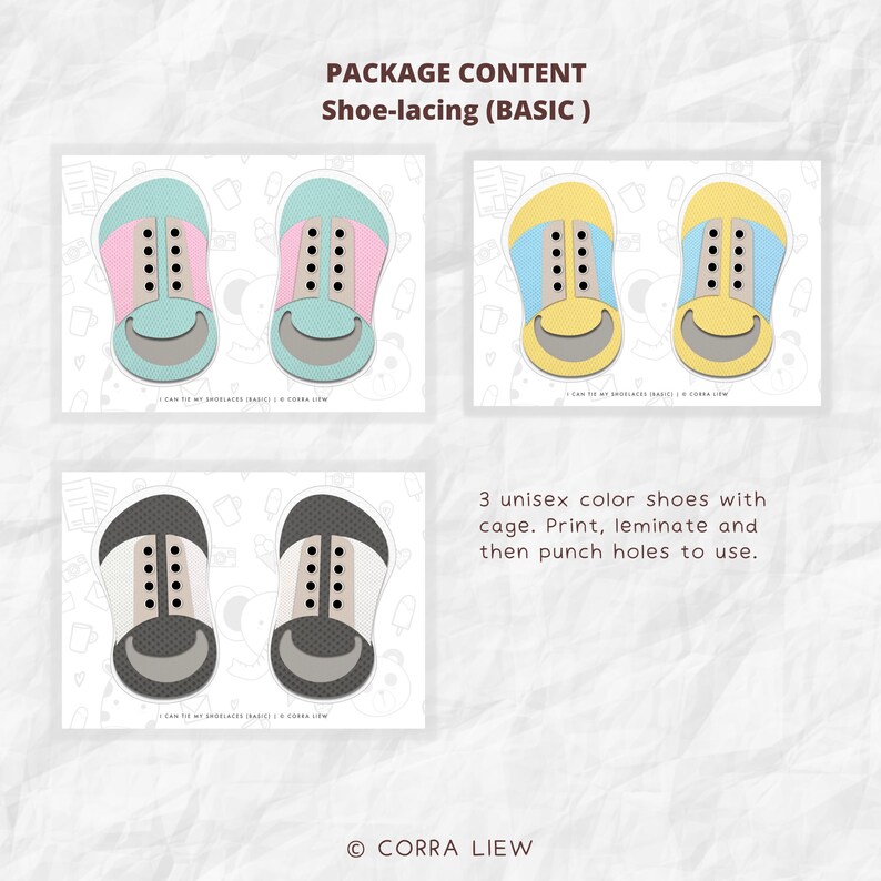 Shoe Lacing Practice Printable 3D Fine Motor Skill Preschool Printable ...