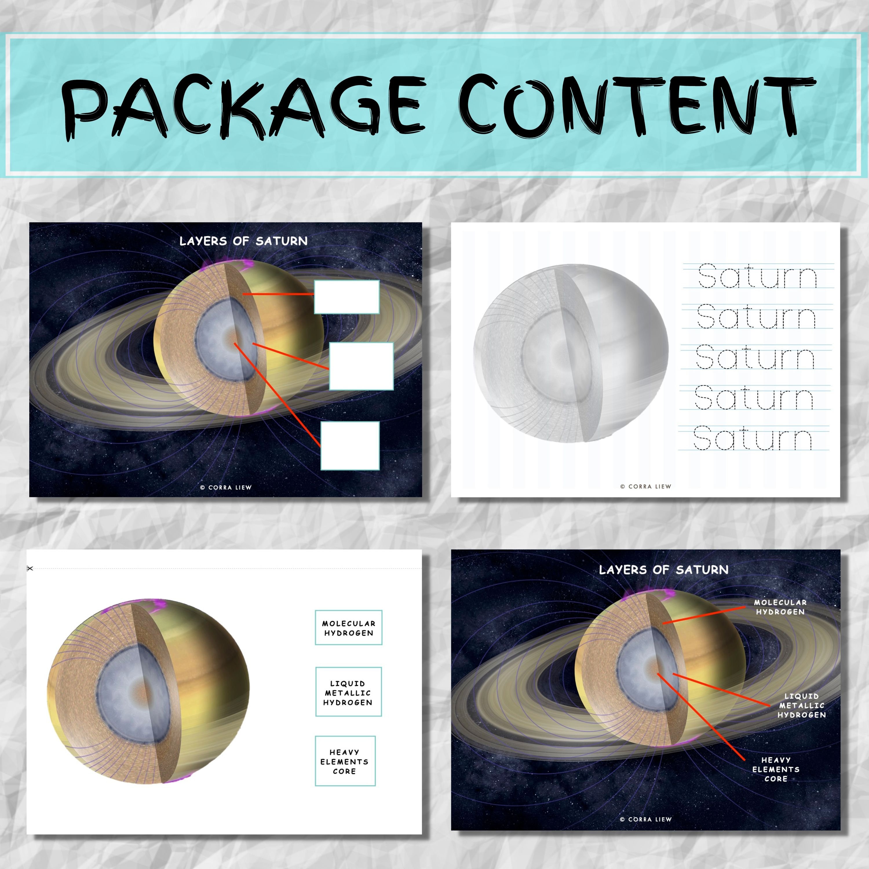 Layers of Planet Saturn Anatomy Busy Book Insert Binder Printable Solar ...