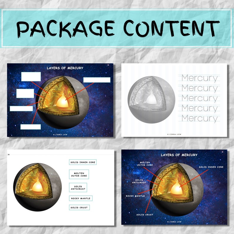 Layers of Planet Mercury Anatomy Busy Book Insert Binder Printable ...