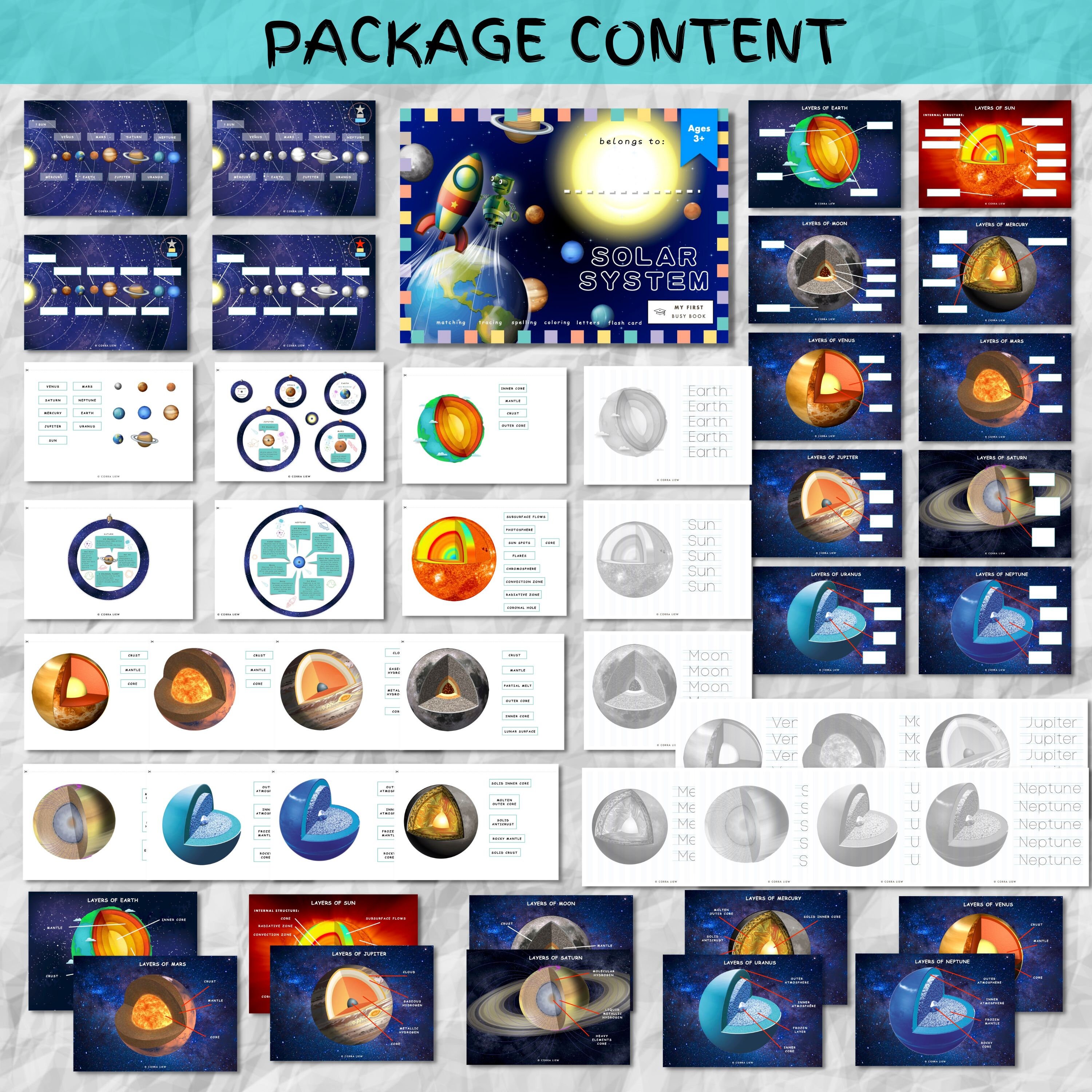 Solar System Portable Busy Book Planets Worksheet Homeschool Montessori ...