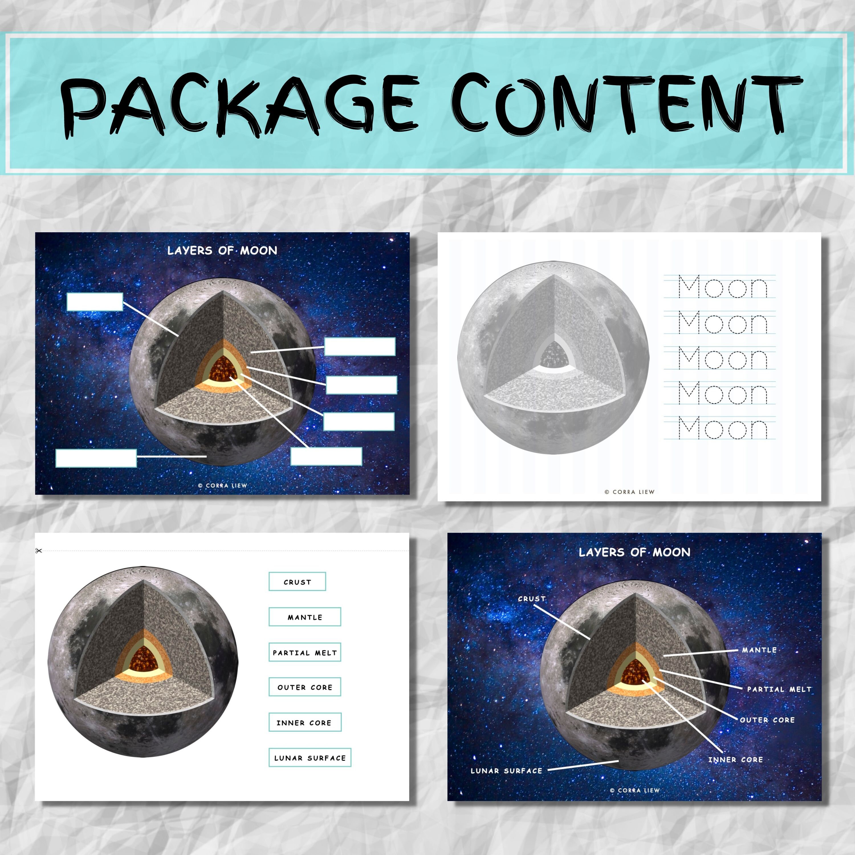 Layers of Moon Anatomy Busy Book Insert Binder Printable Solar System ...