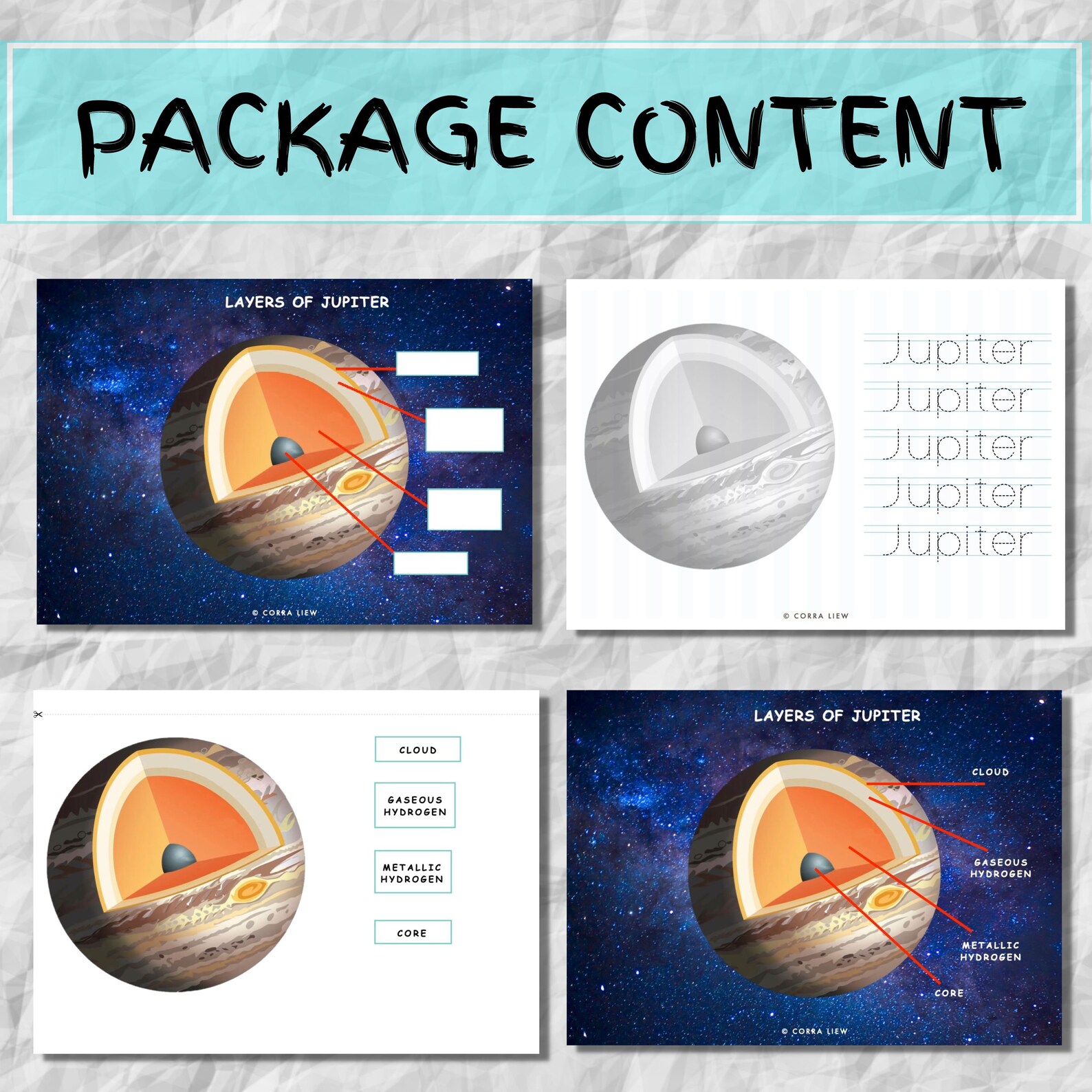 Layers of Planet Jupiter Anatomy Busy Book Insert Binder Printable ...