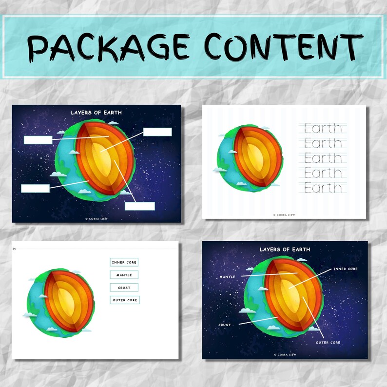 Layers of Earth Anatomy Busy Book Insert Printable Solar System ...