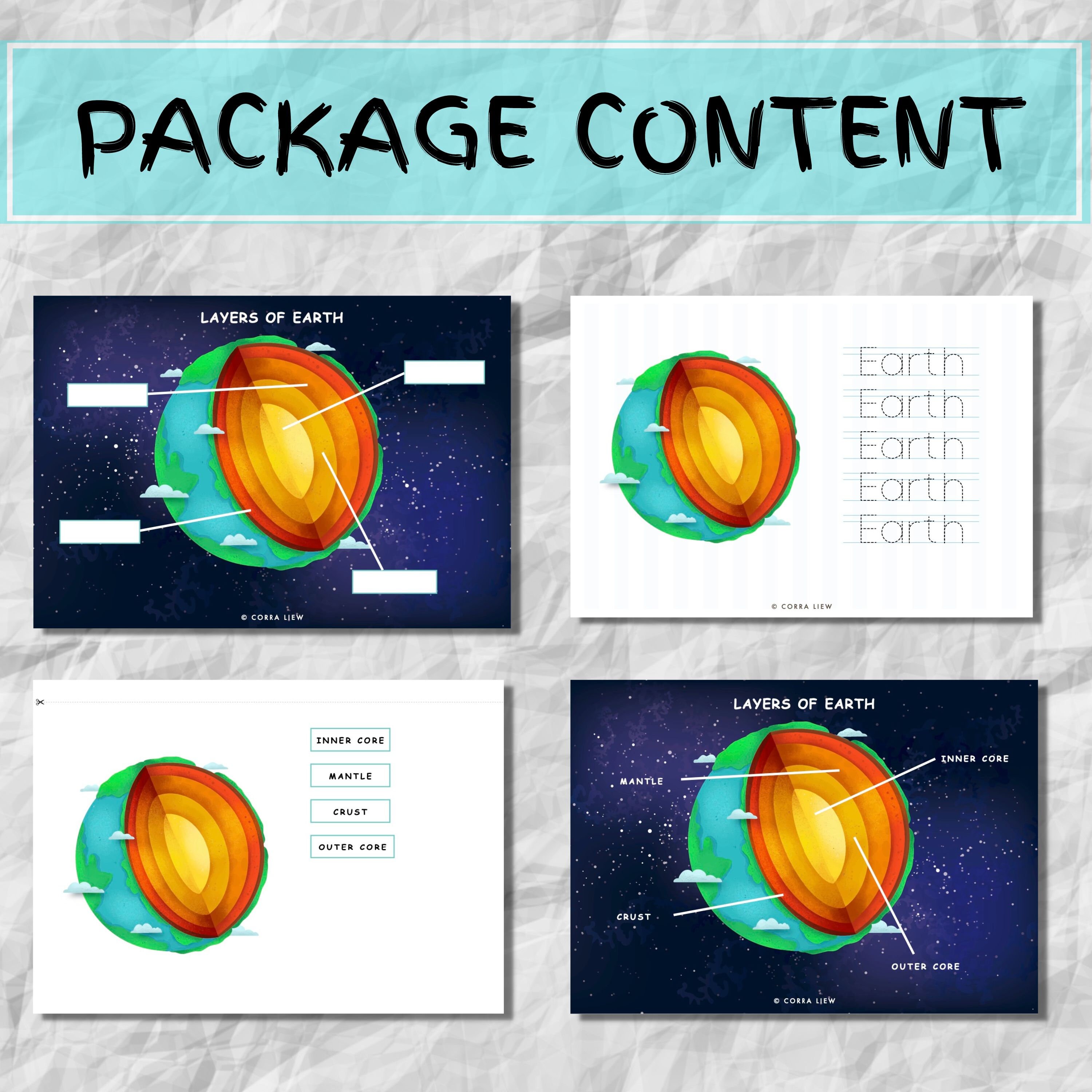 Layers of Earth Anatomy Busy Book Insert Printable Solar System ...