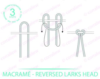 Vector Illustration Macrame Knot Square Knot Step by Step - Instant ...