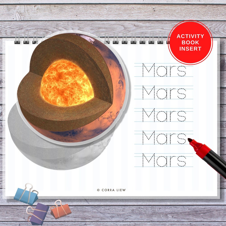 Layers of Planet Mars Anatomy Busy Book Insert Binder Printable Solar ...