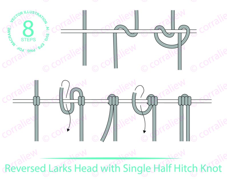 Vector Illustration Macrame Knot Reversed Larks Head With Single Half ...