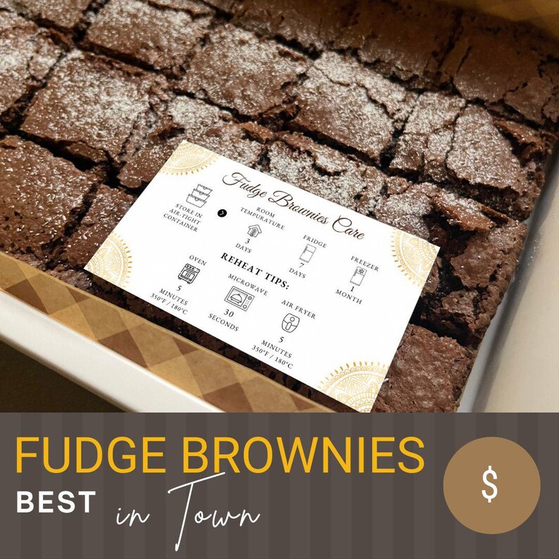 Brownies Care Card Template, Editable Brownie Storage Instructions ...
