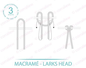 Vector Illustration Macrame Knot Square Knot Step by Step - Instant ...