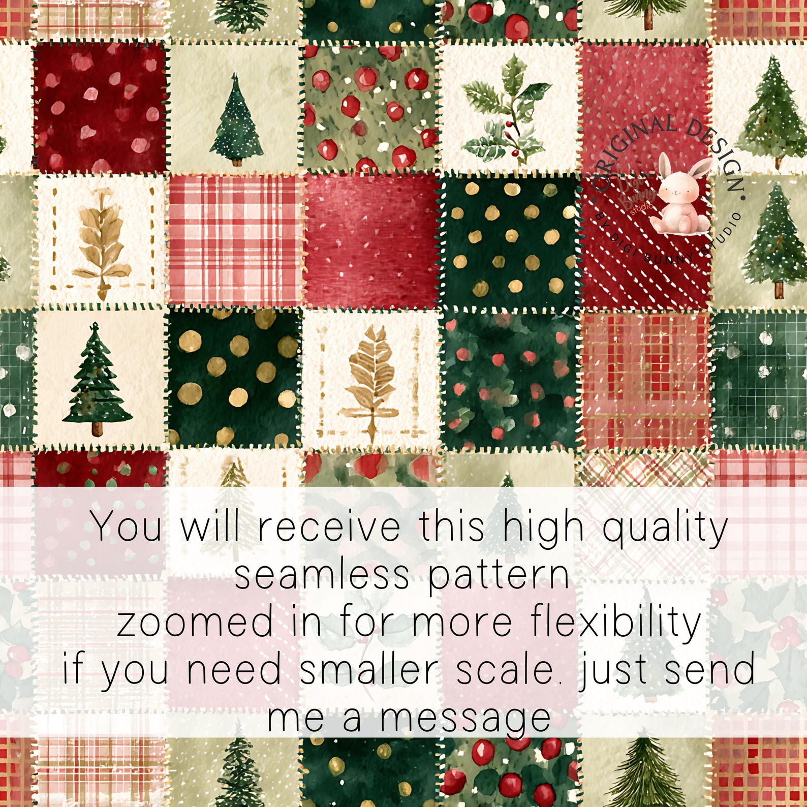 Christmas Patchwork Seamless Pattern, Checkered Holiday Fabric, Gift ...