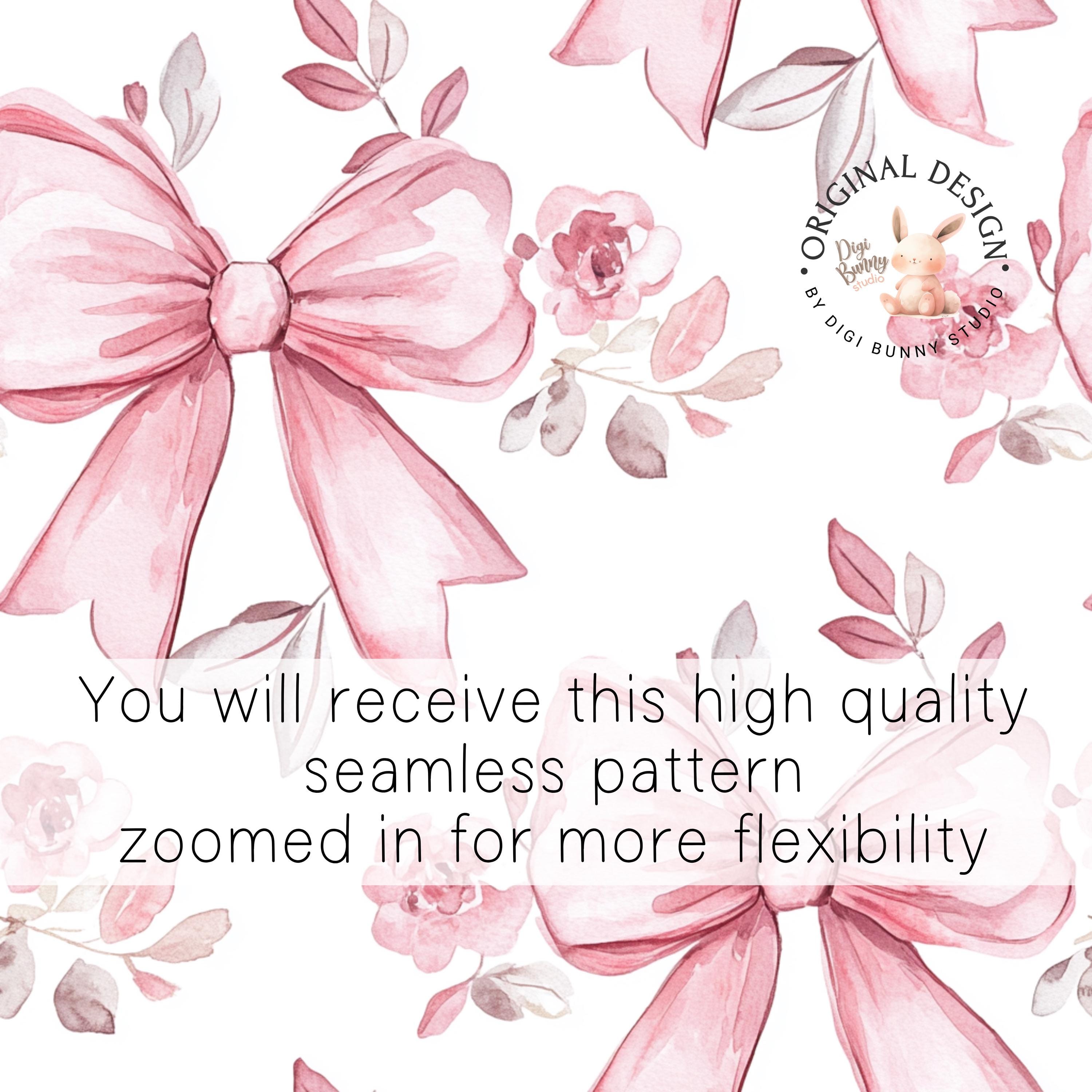 Pink Coquette Bow and Roses Floral Seamless Pattern, Spring Seamless ...