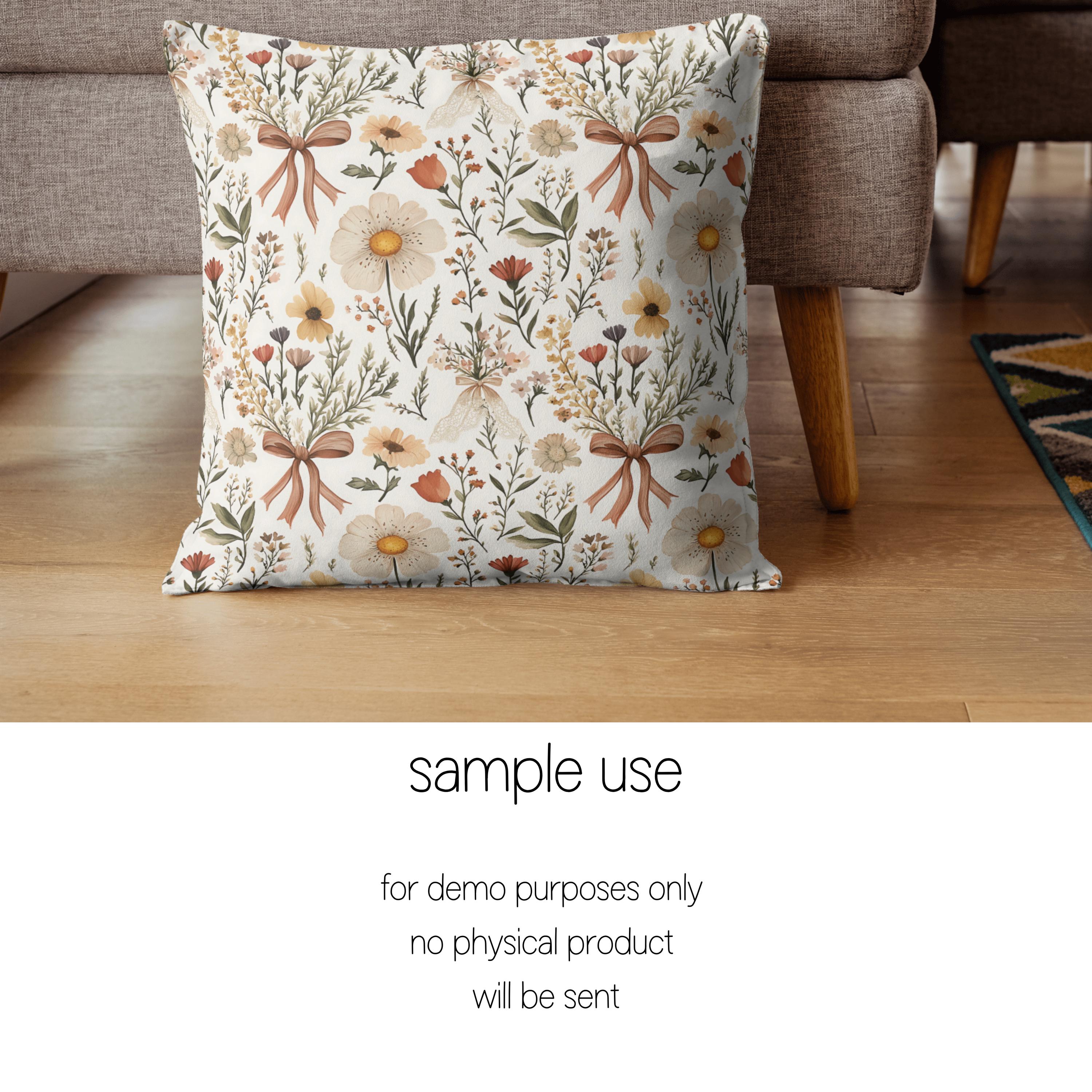 Boho Neutrals Spring Flowers Coquette Bow Seamless Pattern (PNG) - Etsy
