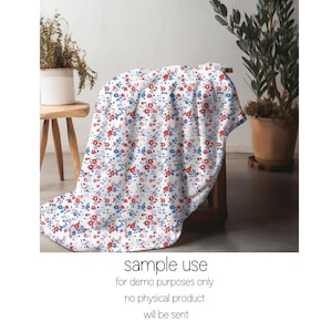 Ditsy Red White Blue Flowers 4th of July Seamless Pattern USA Fourth of ...