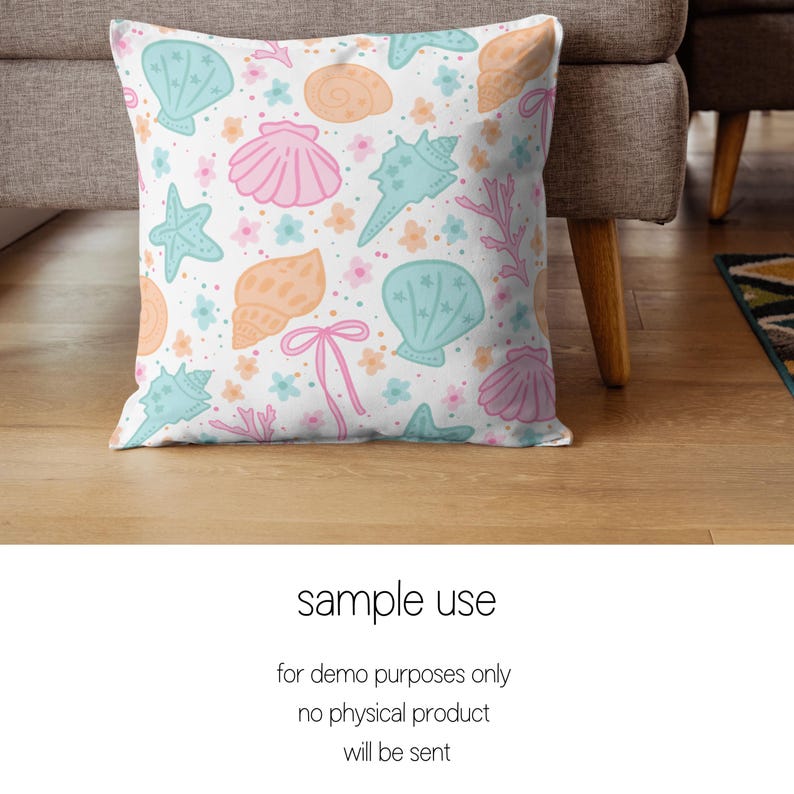Pastel Seashells Scallops Coquette Bow Seamless Pattern Coastal Beach ...