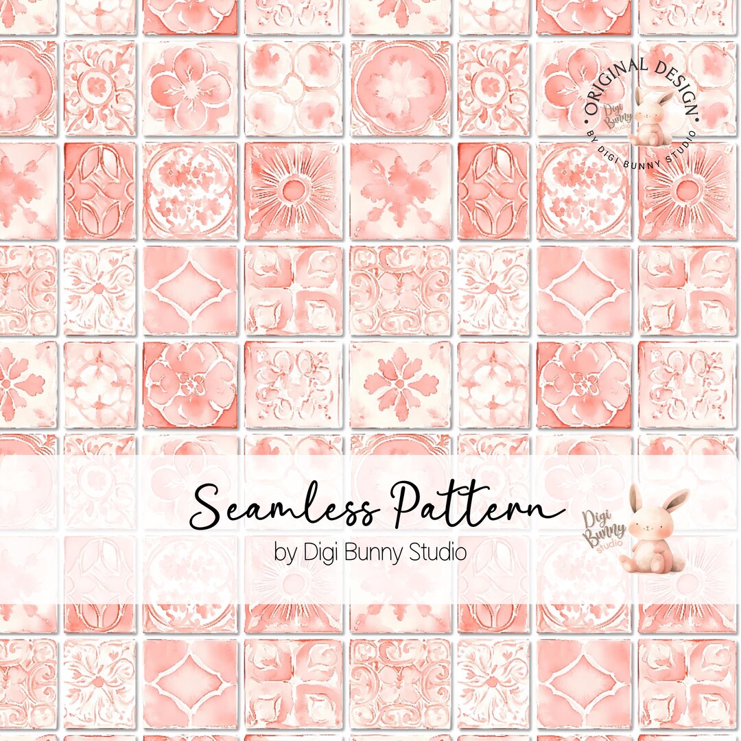 Blush Pink Pastel Mediterranean Tile Seamless Pattern PNG | Italian ...
