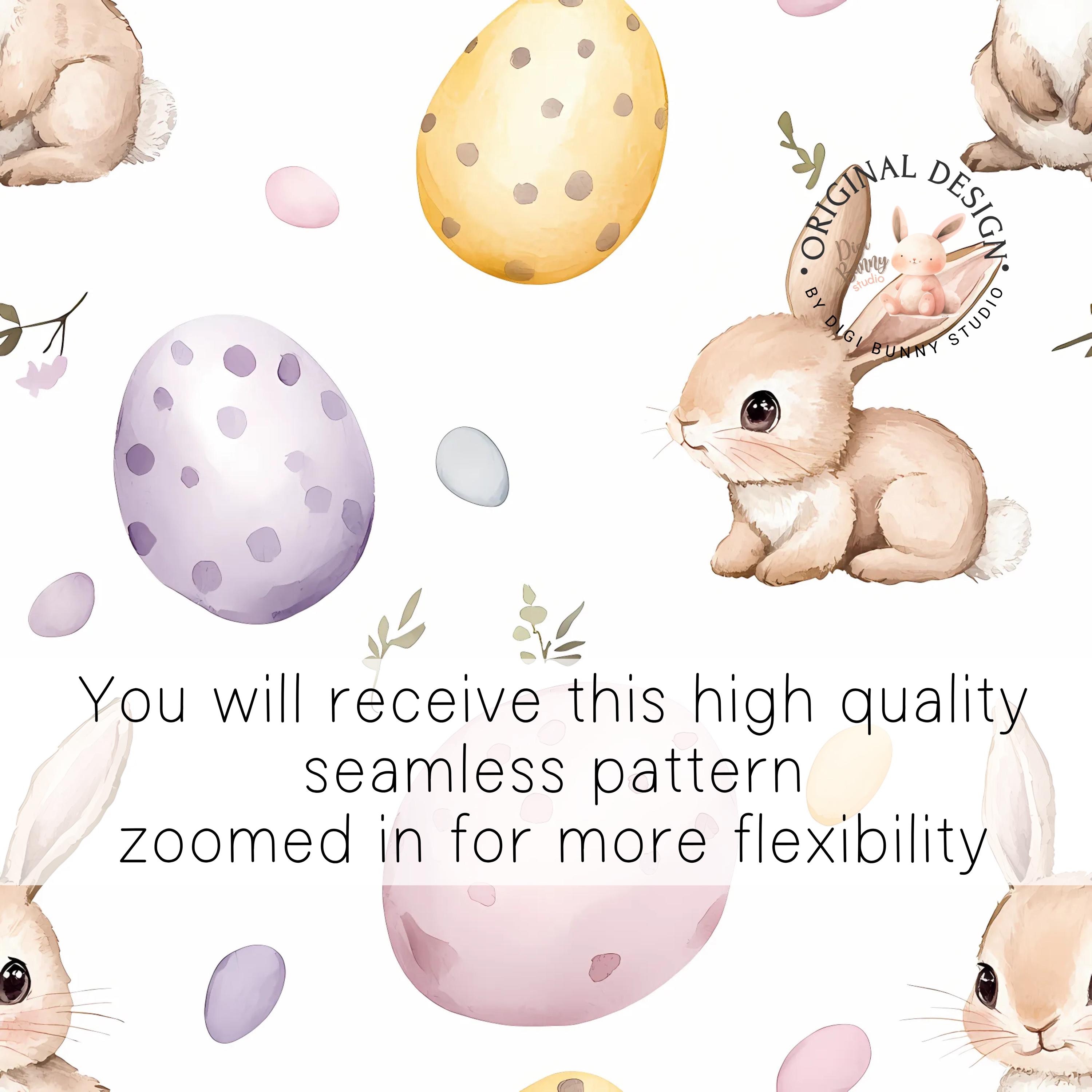 Watercolor Easter Eggs and Bunnies Seamless Pattern, Spring, Fabric ...