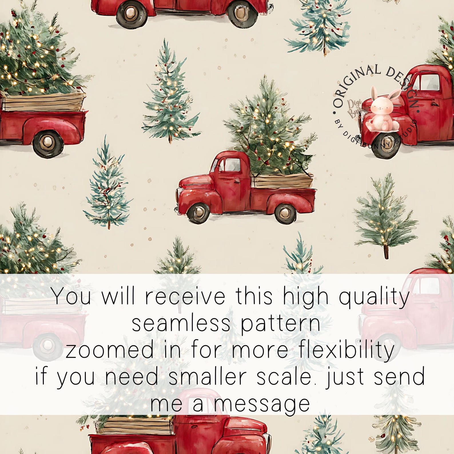 Christmas Truck Seamless Pattern Christmas Trees Red Truck Pattern ...