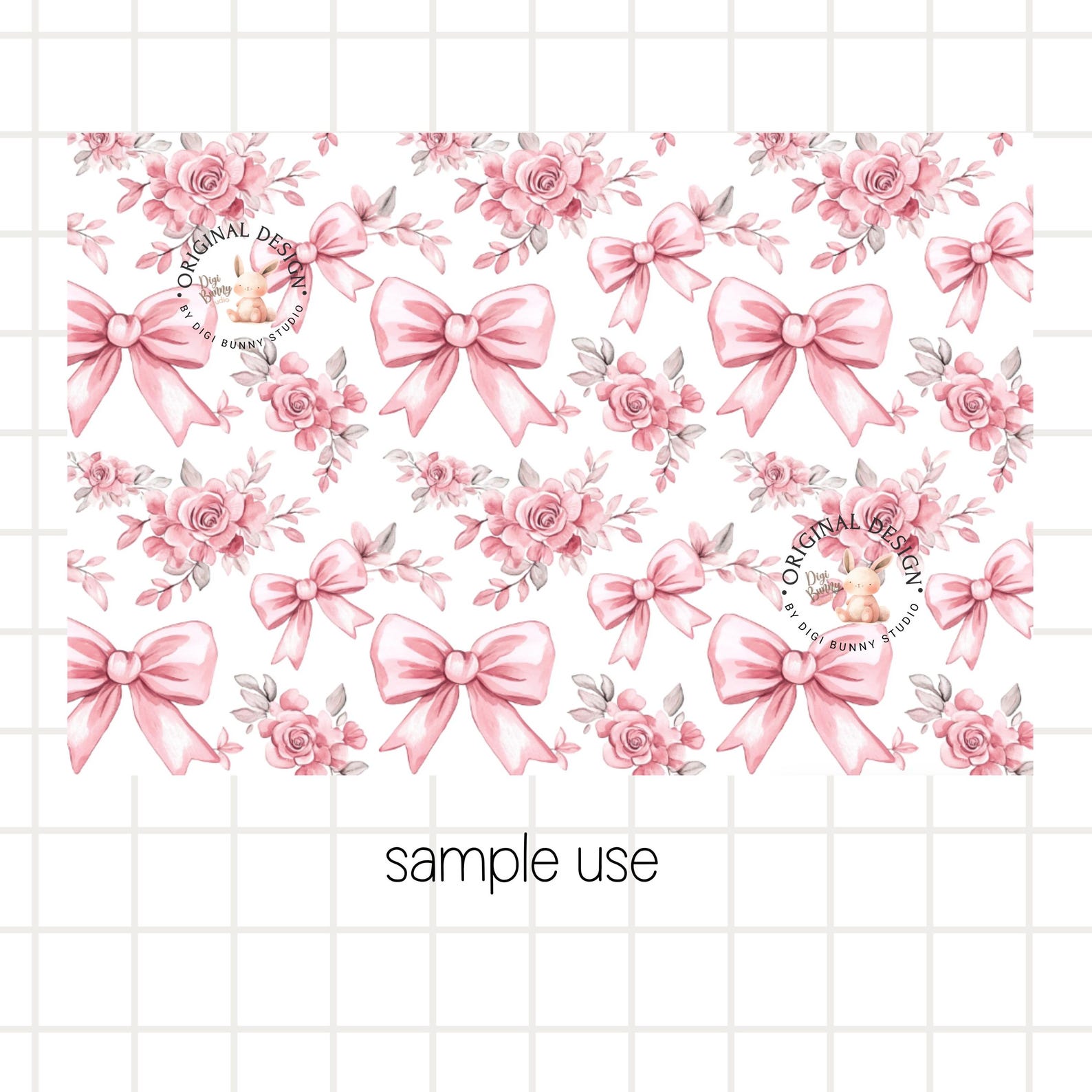 Pink Coquette Bow and Roses Seamless Pattern, Valentine Fabric (PNG) - Etsy