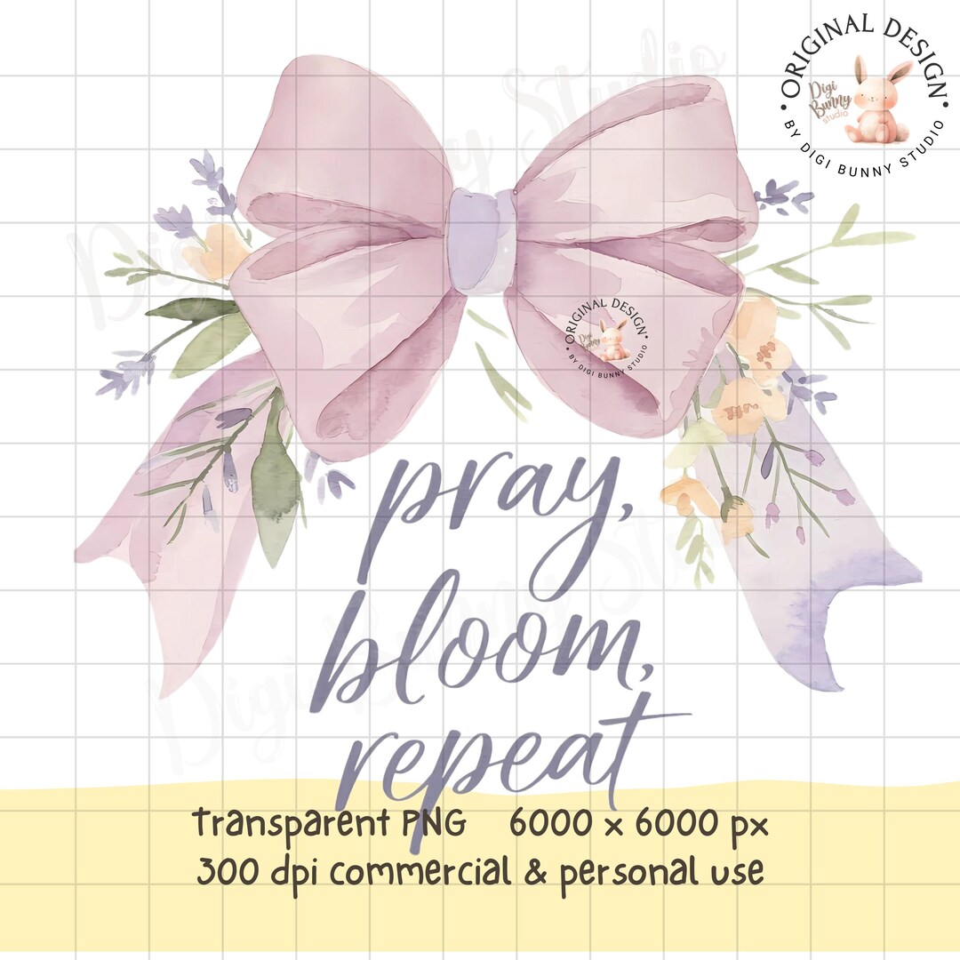Pray Bloom Repeat Floral Png Coquette Bow Chinoiserie for Easter Church ...