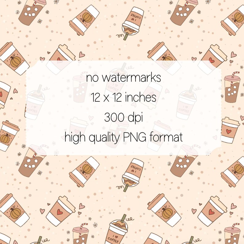 Hand Drawn Coffee Seamless Pattern Png Iced Coffee Fabric Pattern ...