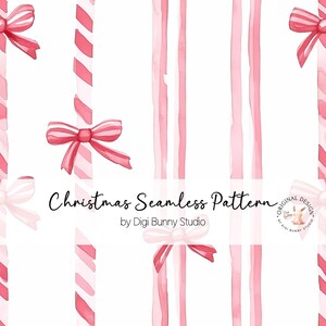 Red Watercolor Coquette Bow Seamless Pattern, Christmas Pattern ...