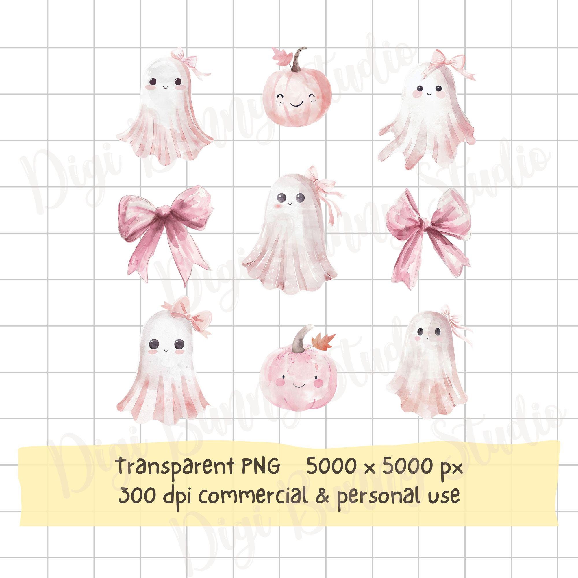 Pink Halloween Ghost Coquette Bows PNG Spooky Season Aesthetic Coquette ...