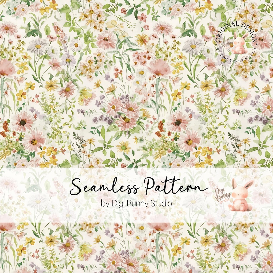 Watercolor Boho Spring Flowers Seamless Pattern Ditsy Floral Fabric ...