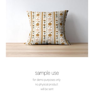 Autumn Pumpkin Flowers Stripes Seamless Pattern Boho Pumpkin Fall ...