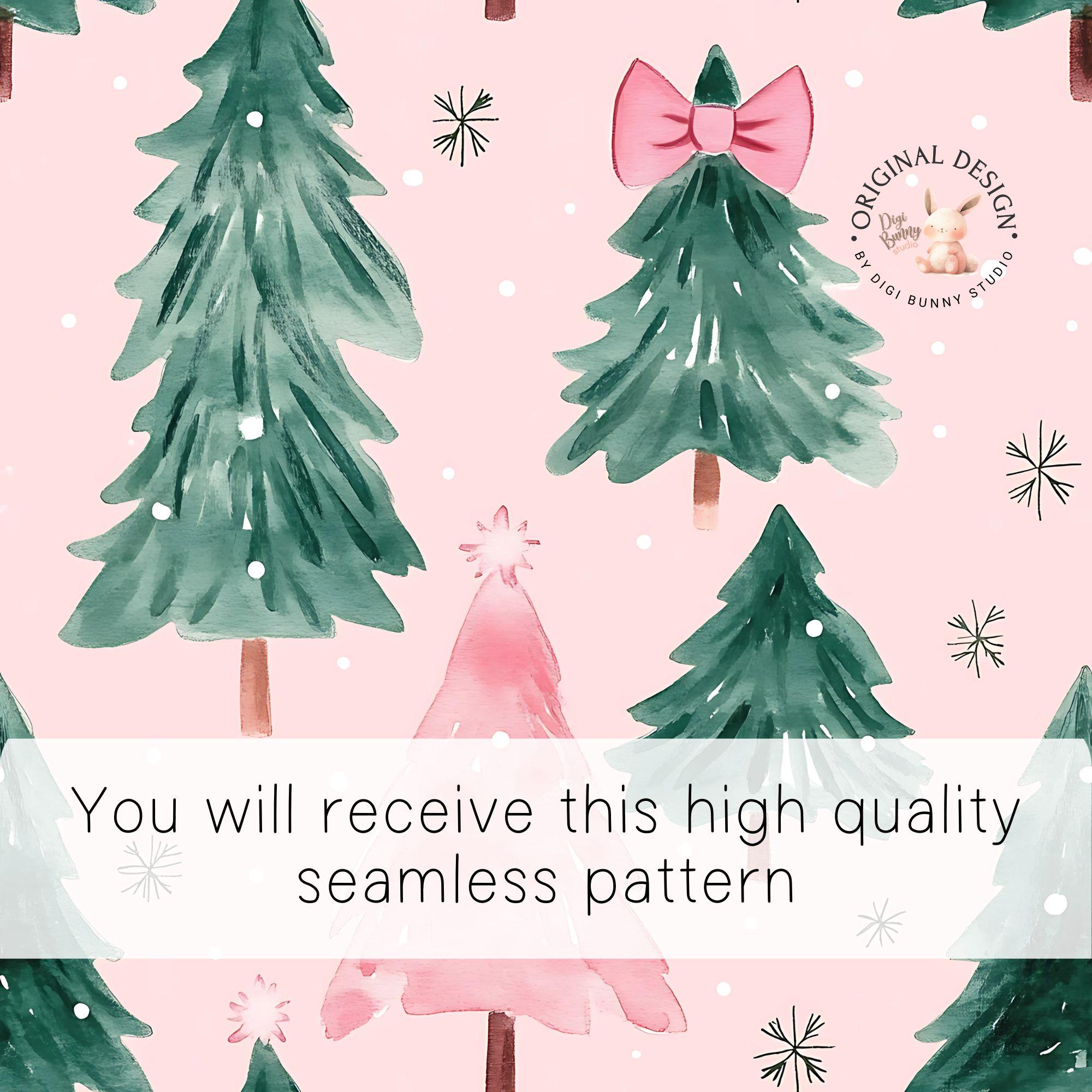 Christmas Coquette Christmas Tree Seamless Pattern, Christmas Pattern ...