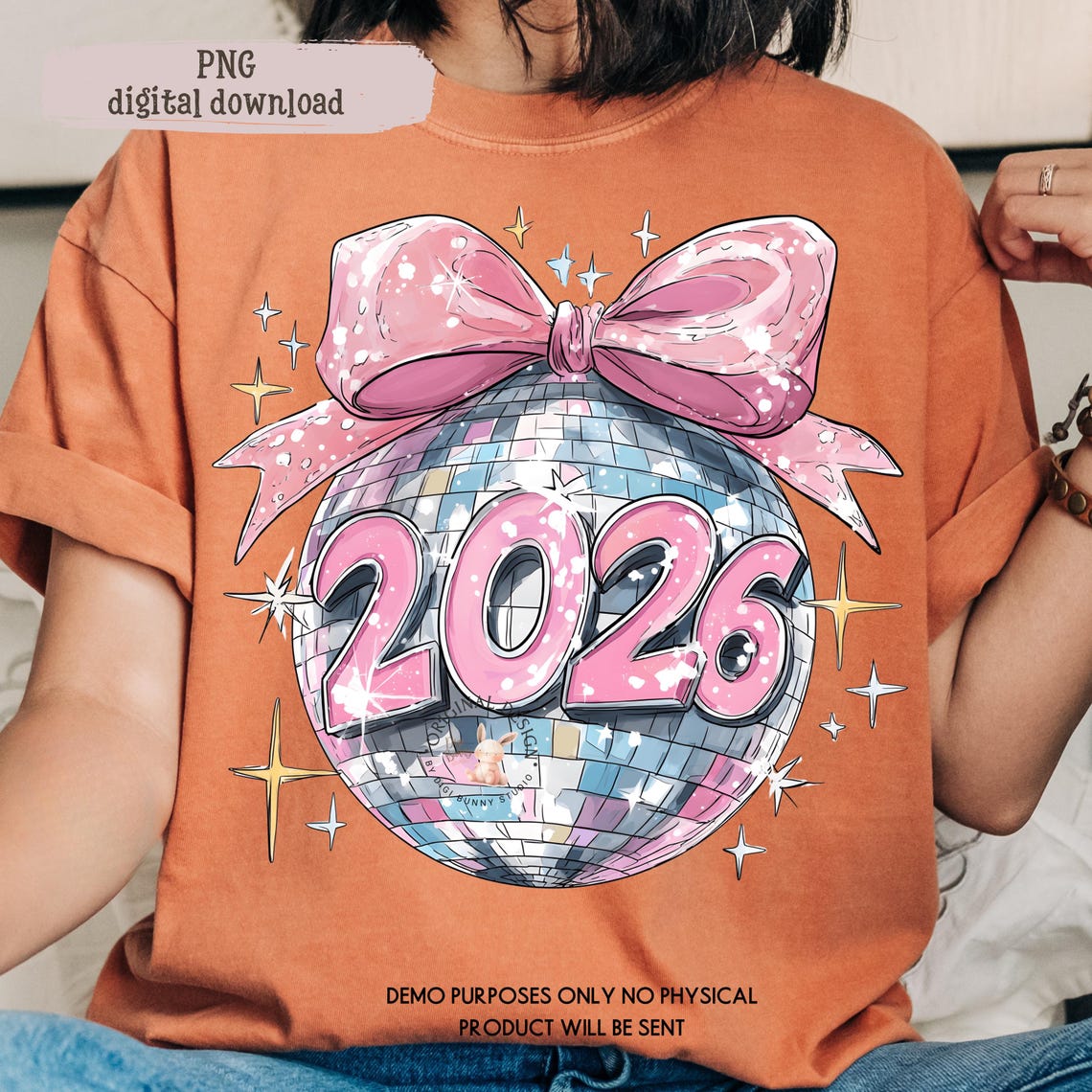 2026 New Year Disco Ball PNG, Girly Christmas Bow (digital Download) - Etsy