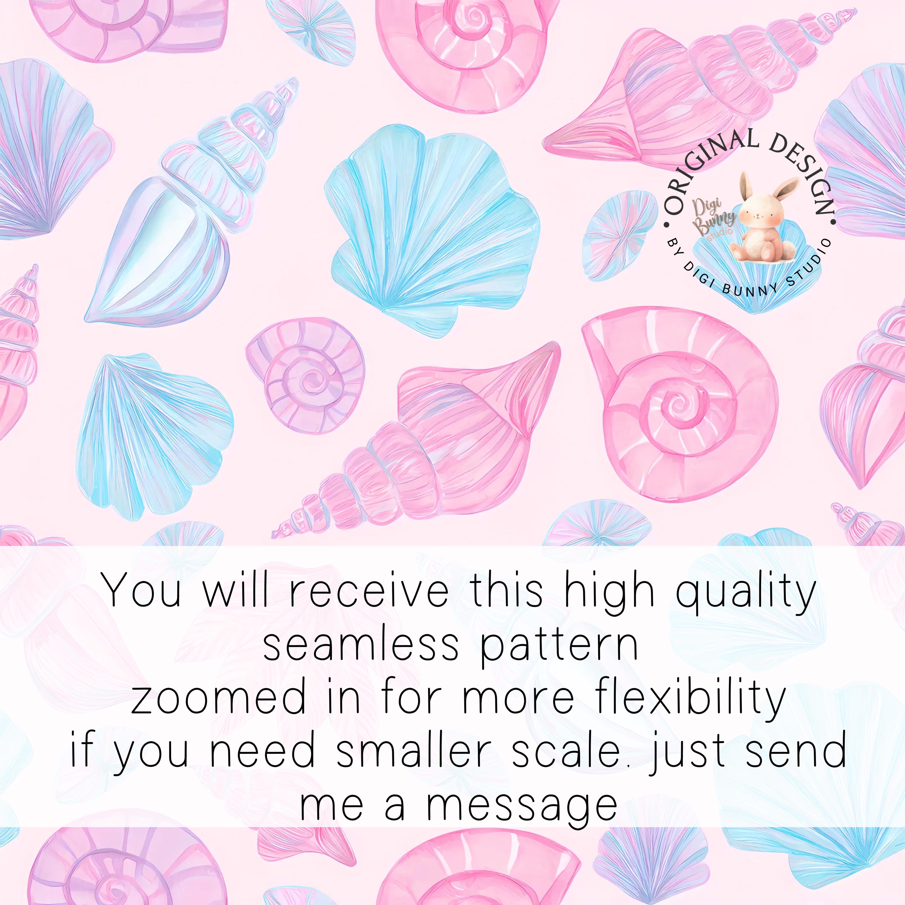 Pastel Seashells Scallops Seamless Pattern PNG Blue Pink Coquette Bow ...