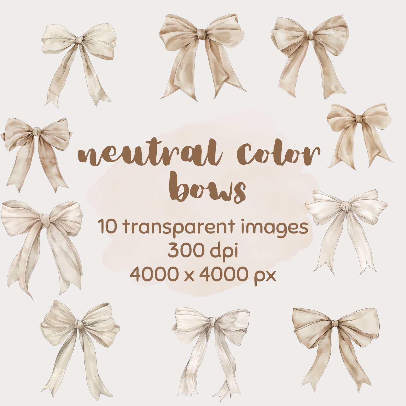 Cream Neutral Coquette Bows Clip Art Soft Girl Era PNG Aesthetic ...