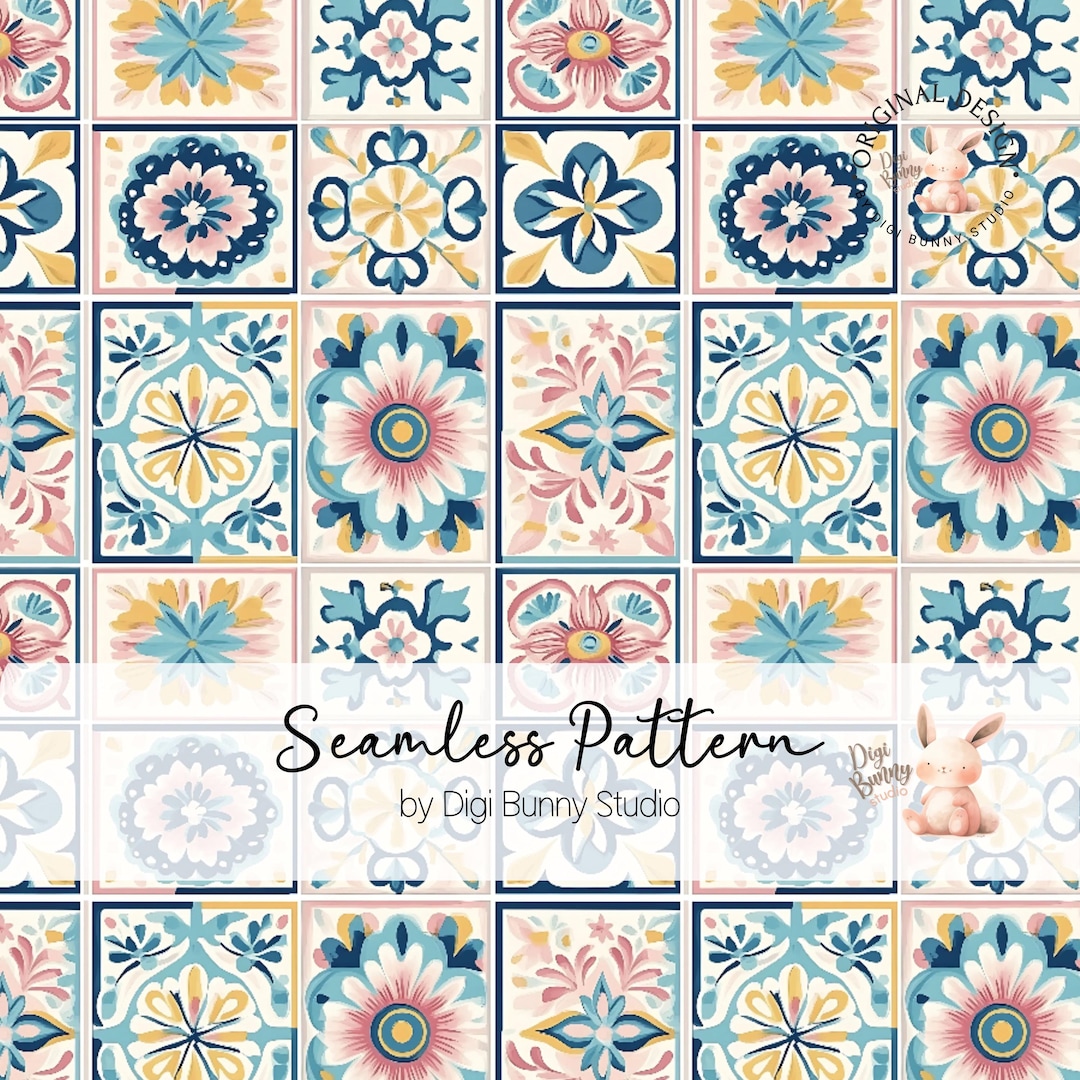 Mediterranean Tile Seamless Pattern | Amalfi Coast Digital Paper (PNG ...