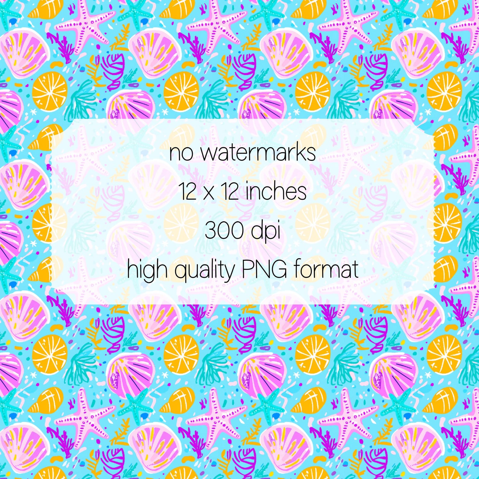 Coastal Starfish Seamless Pattern PNG | Retro Neon Seashell & Coral ...