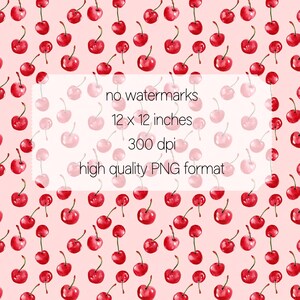Cherry Red Seamless Pattern, Trendy Fruit Fabric (PNG) - Etsy