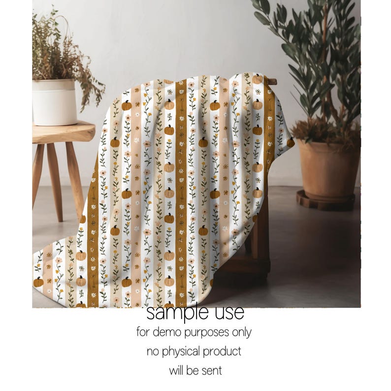 Autumn Pumpkin Floral Stripes Seamless Pattern (PNG) - Etsy