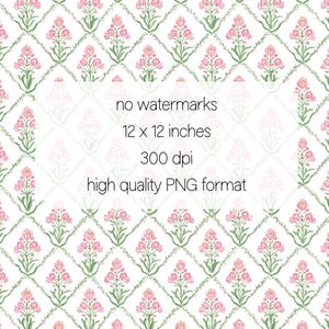 Preppy Damask Tulips Seamless Pattern PNG | Floral Trellis Shabby Chic ...