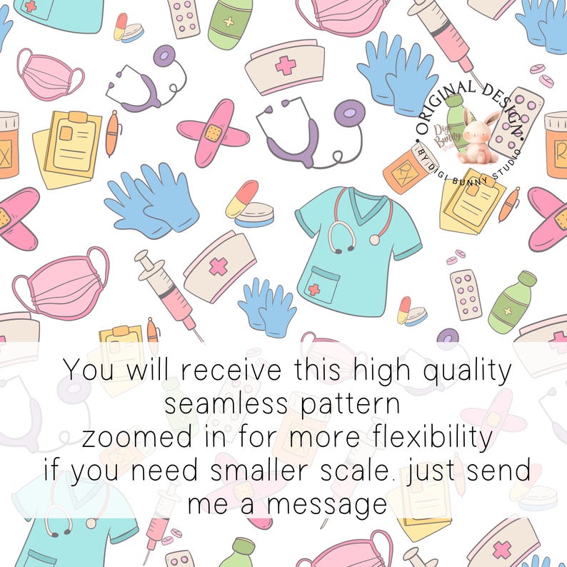 Nurse Seamless Pattern Hand Drawn Med Tech Doctors Medical Personnel ...