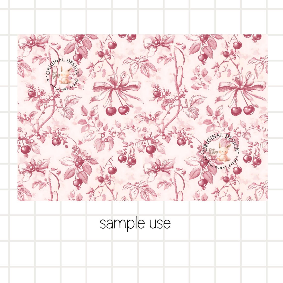 Vintage Cherry Toile Seamless Pattern, Pink Coquette Fabric (PNG) - Etsy