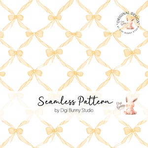 Yellow Bow Ribbon Diamond Seamless Pattern Coquette Bow Repeat Pattern ...