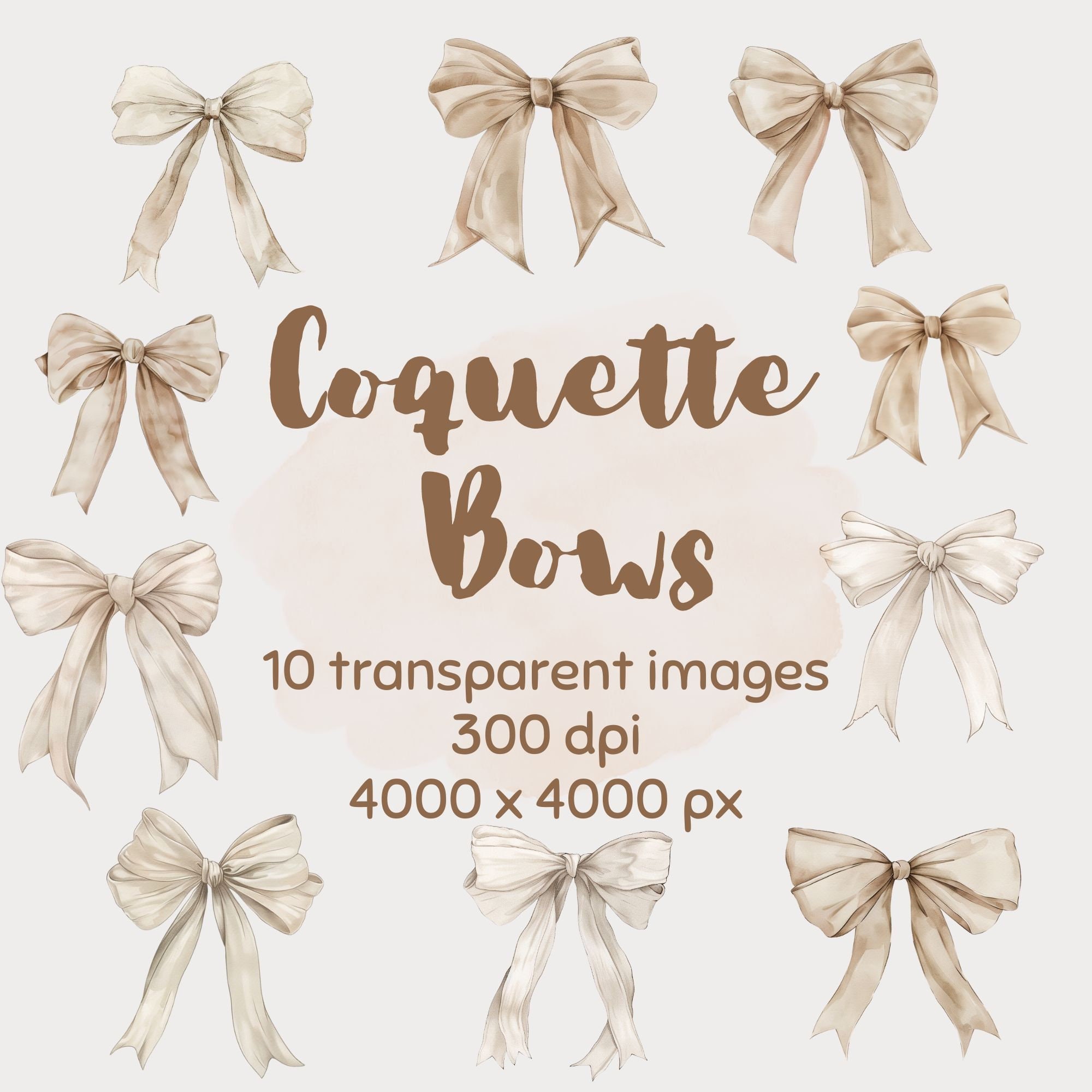 Cream Neutral Coquette Bows Clip Art Soft Girl Era PNG Aesthetic ...