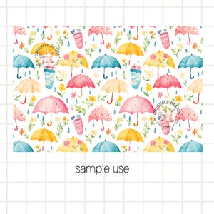 Raindrops Umbrellas and Flowers Spring Seamless Pattern, Flower ...