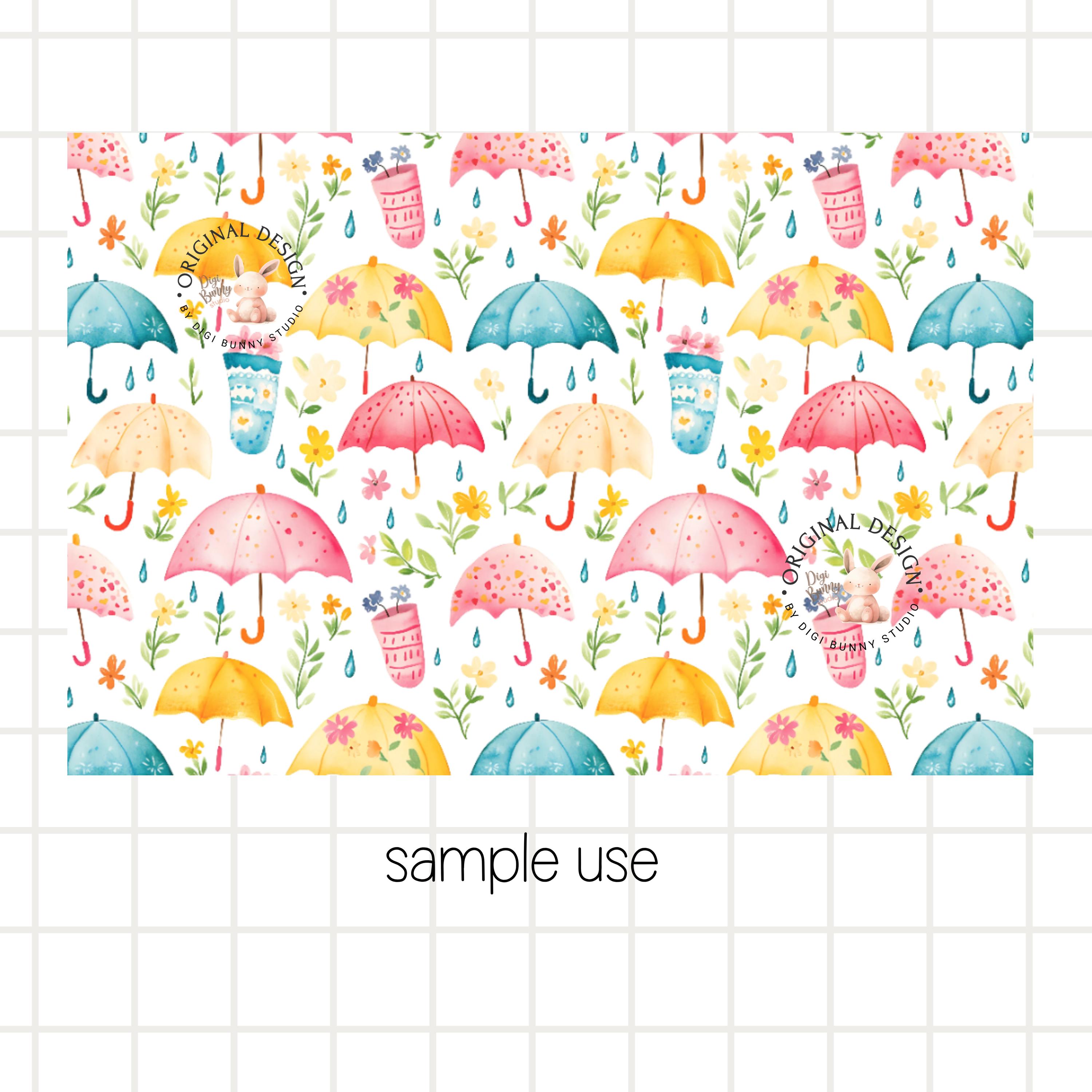 Raindrops, Umbrellas and Flowers Spring Seamless Pattern (PNG) - Etsy
