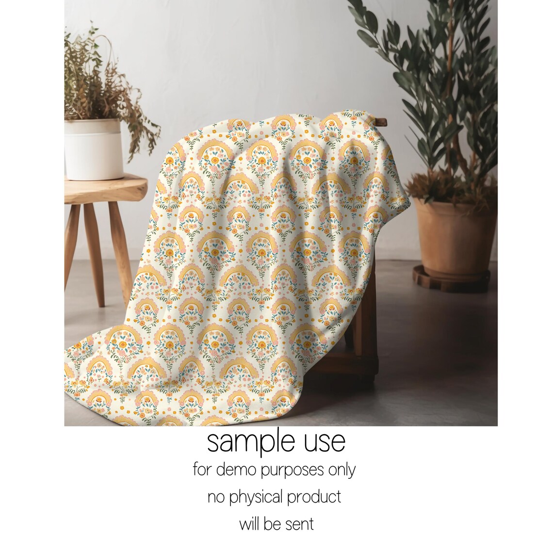 Yellow Floral Scallops Seamless Pattern, Vintage Fabric Print (PNG) - Etsy