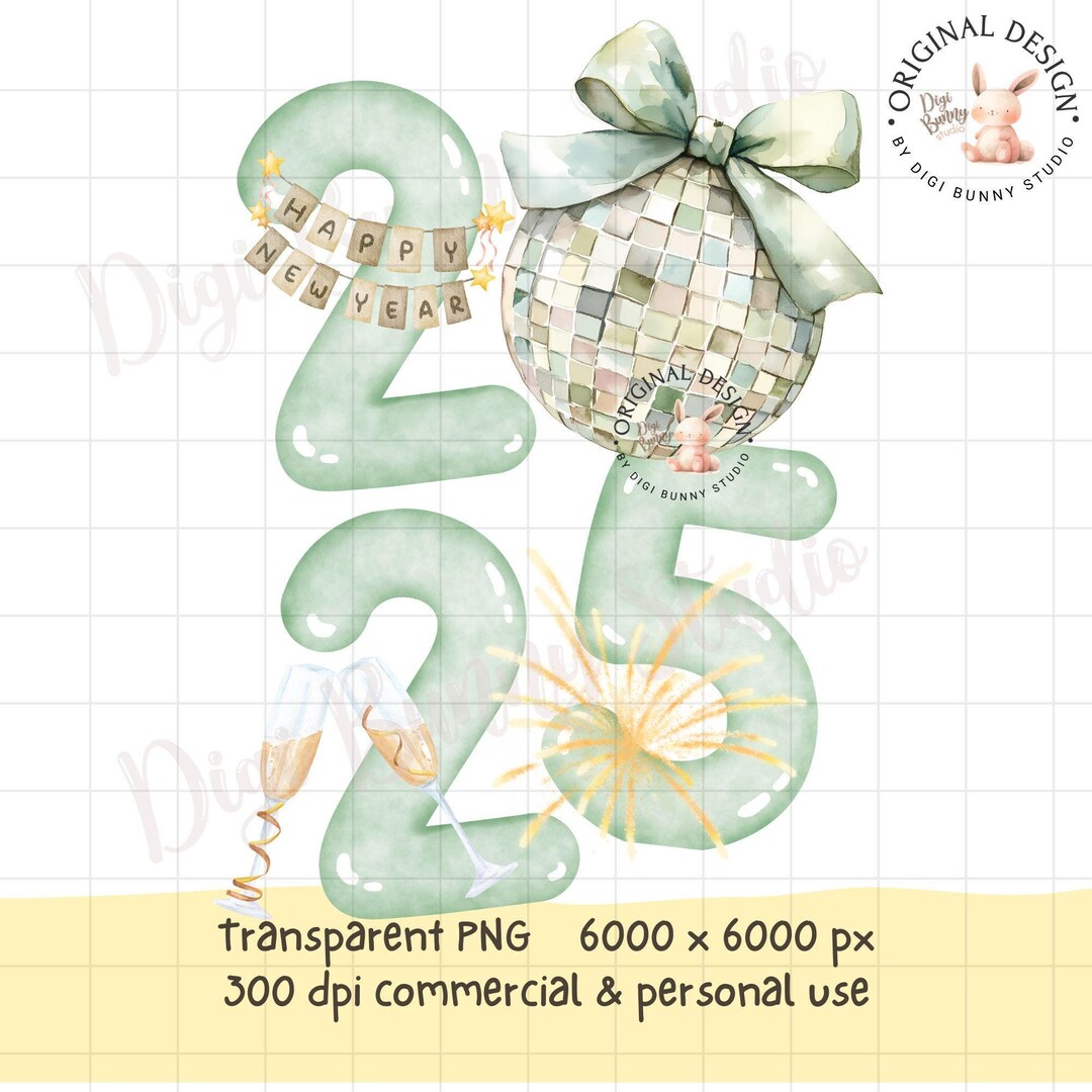 Green Disco Ball Png New Year 2025 Png Happy New Year Coquette Bow ...
