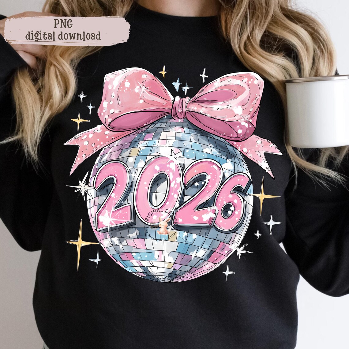 2026 New Year Disco Ball PNG, Girly Christmas Bow (digital Download) - Etsy