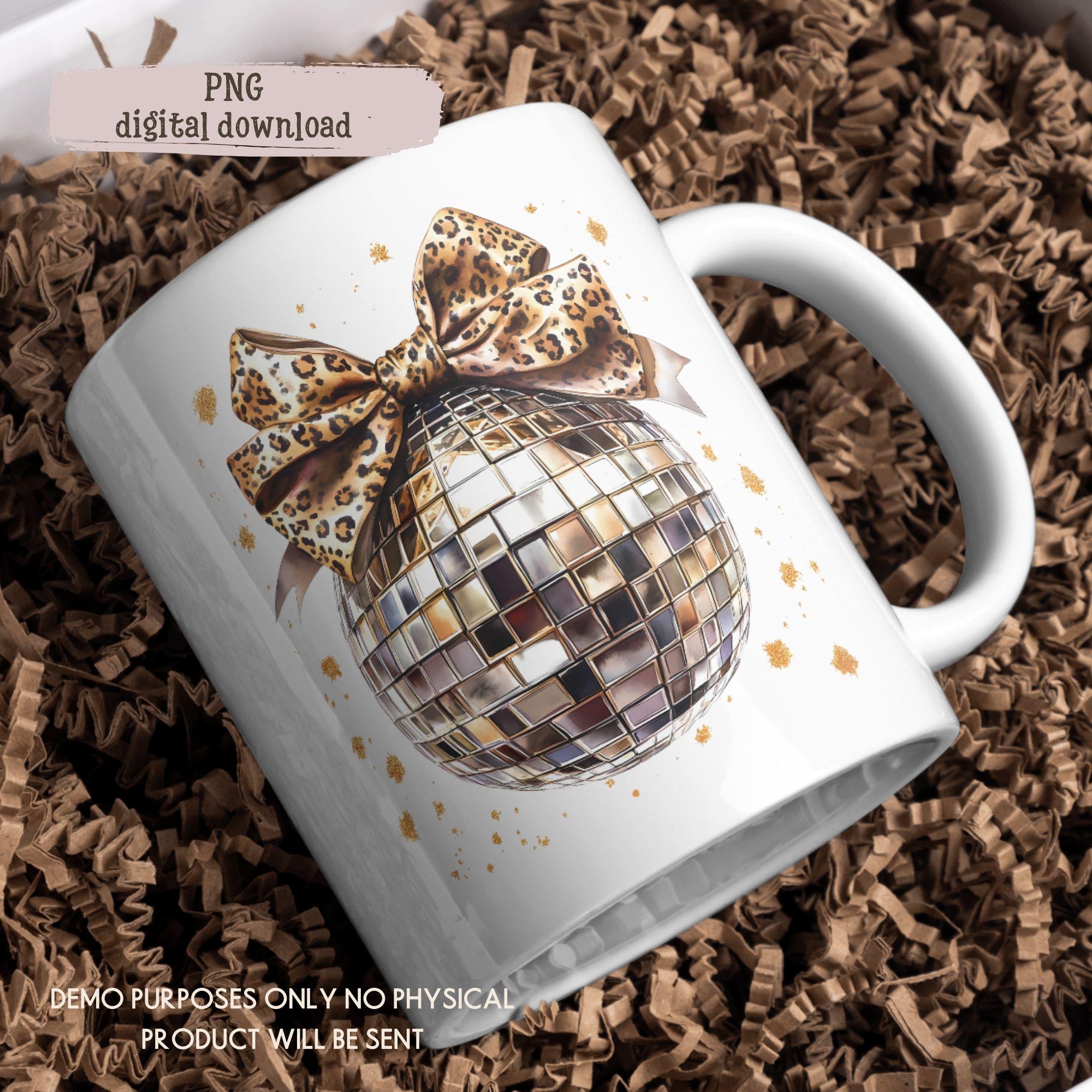 Leopard Disco Ball PNG, New Year 2025, Coquette Bow (digital Download ...