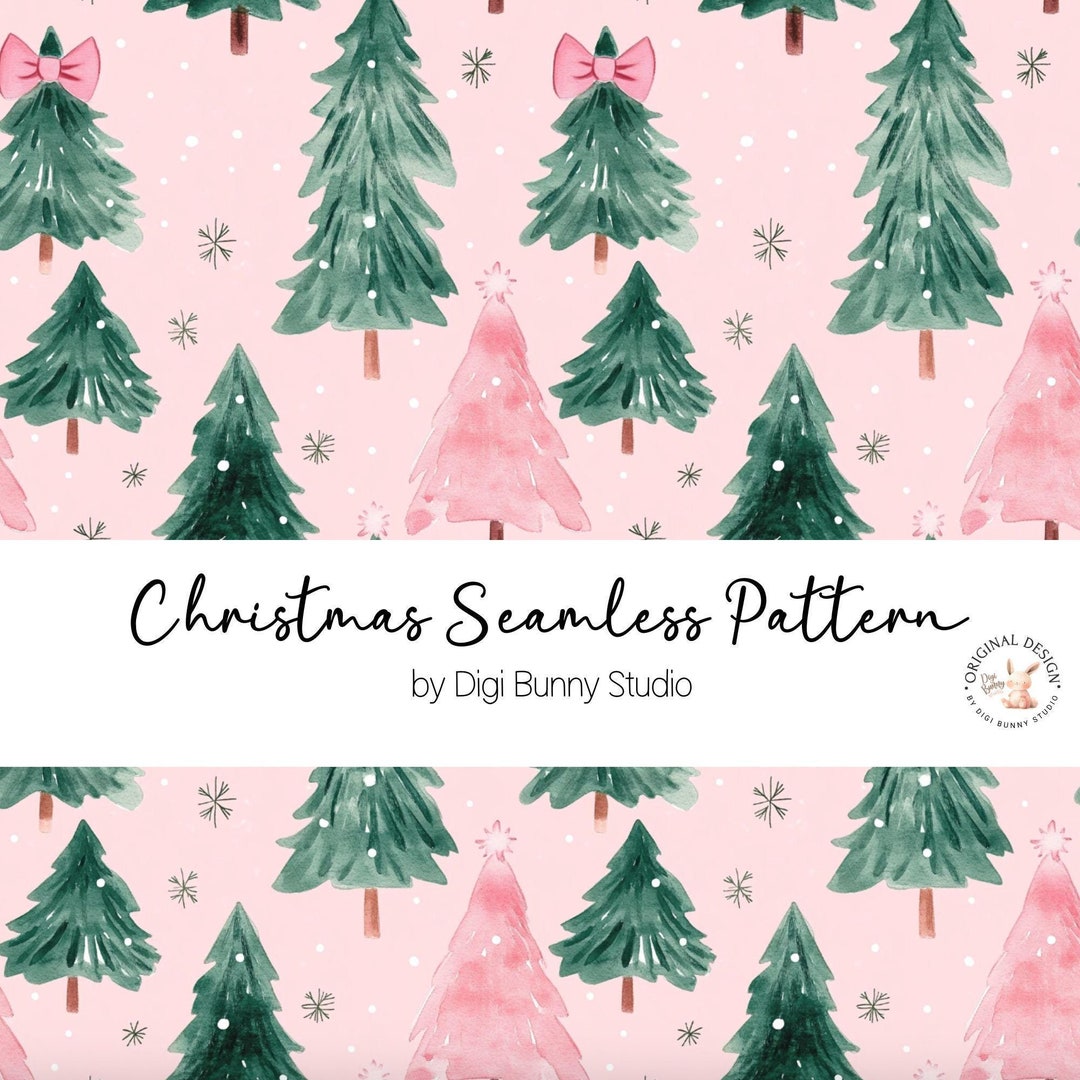 Christmas Coquette Christmas Tree Seamless Pattern, Christmas Pattern ...