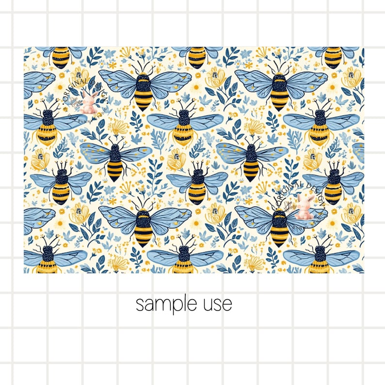 Flowers And Bees Seamless Pattern Spring Repeat Pattern Digital Paper